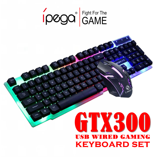 Ipega Gtx300 Rainbow Usb Wired Gaming Keyboard Colorful Button Mouse ...
