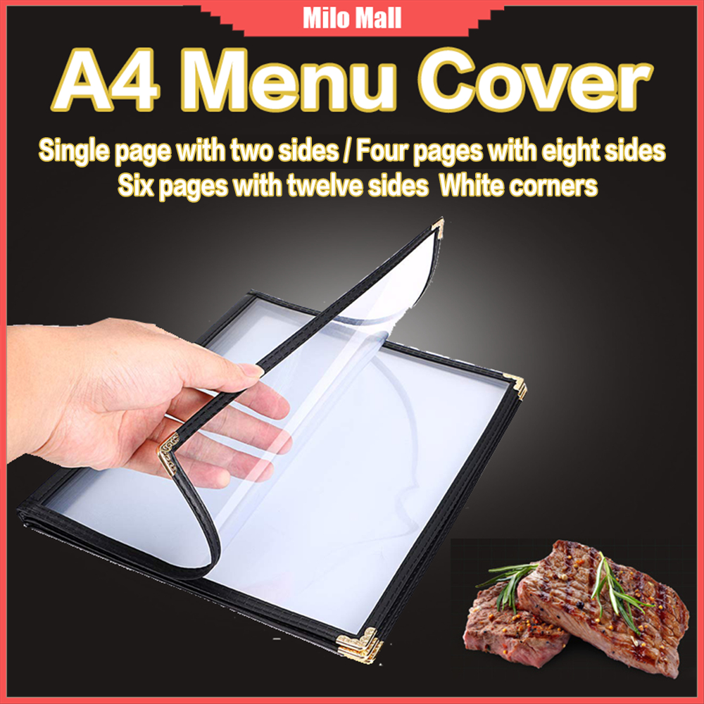 A4 Menu Covers Holder Menu Cover 1/4/6 Page PVC For Restaurant Cafe ...