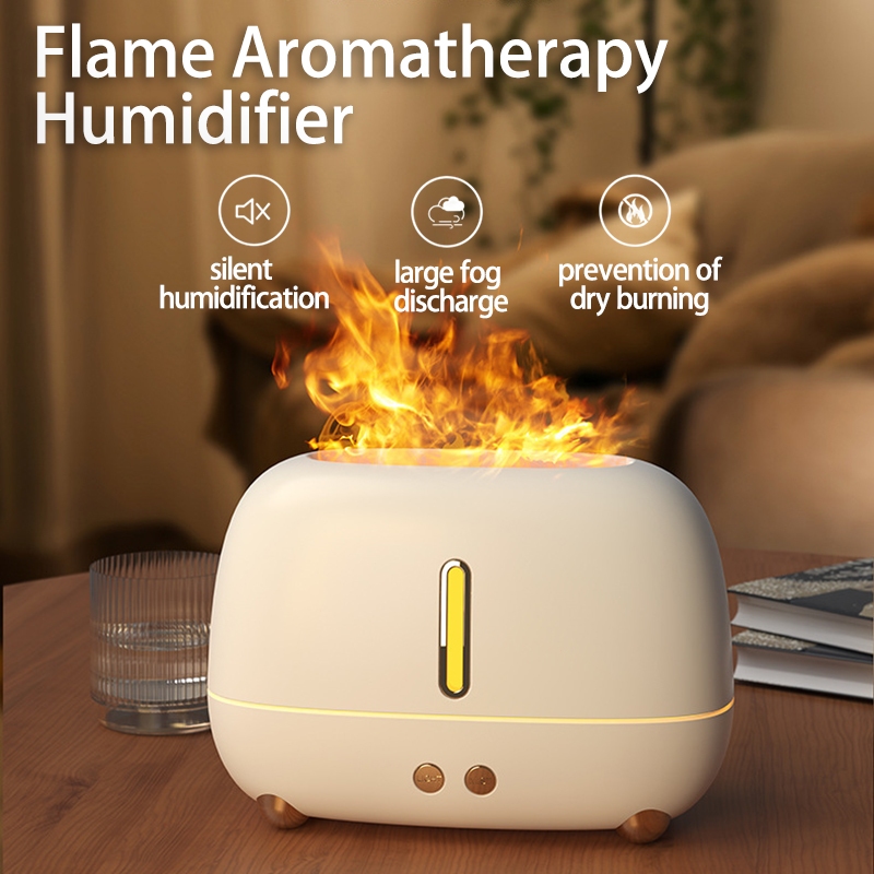 7-Color Flame Air Humidifier Large Volume USB Silent Spray Aromatherapy ...