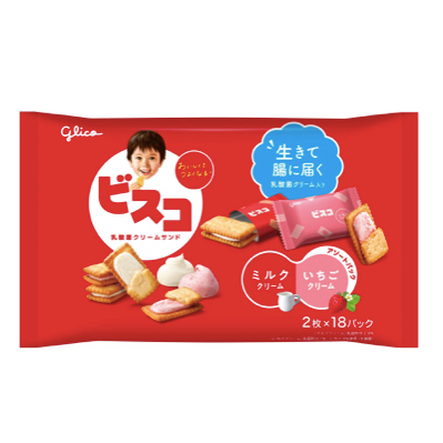 Ezaki Glico Bisco Family bag (assorted pack) (milk flavor/strawberry flavor) biscuit cookie ...