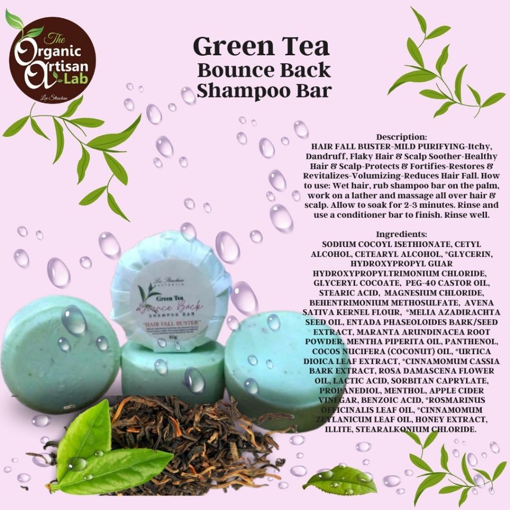 Green Tea Bounce Back Shampoo Bar " HAIR FALL BUSTER " (Rebranding ...
