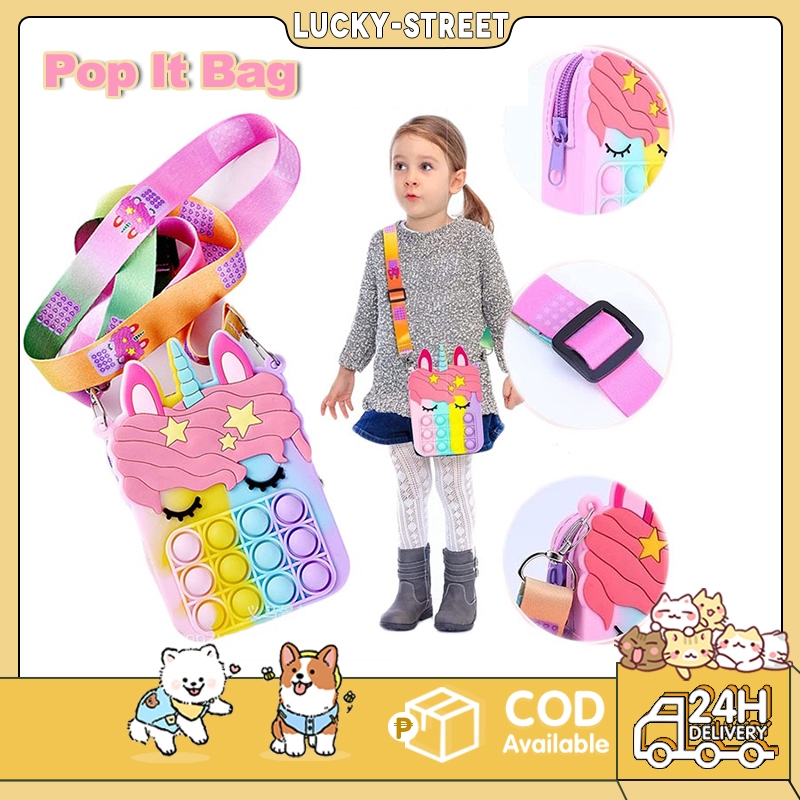 Pop It Bag,Unicorn Pop Purse for 3-8 Year Old Girl Pop Bag Children ...