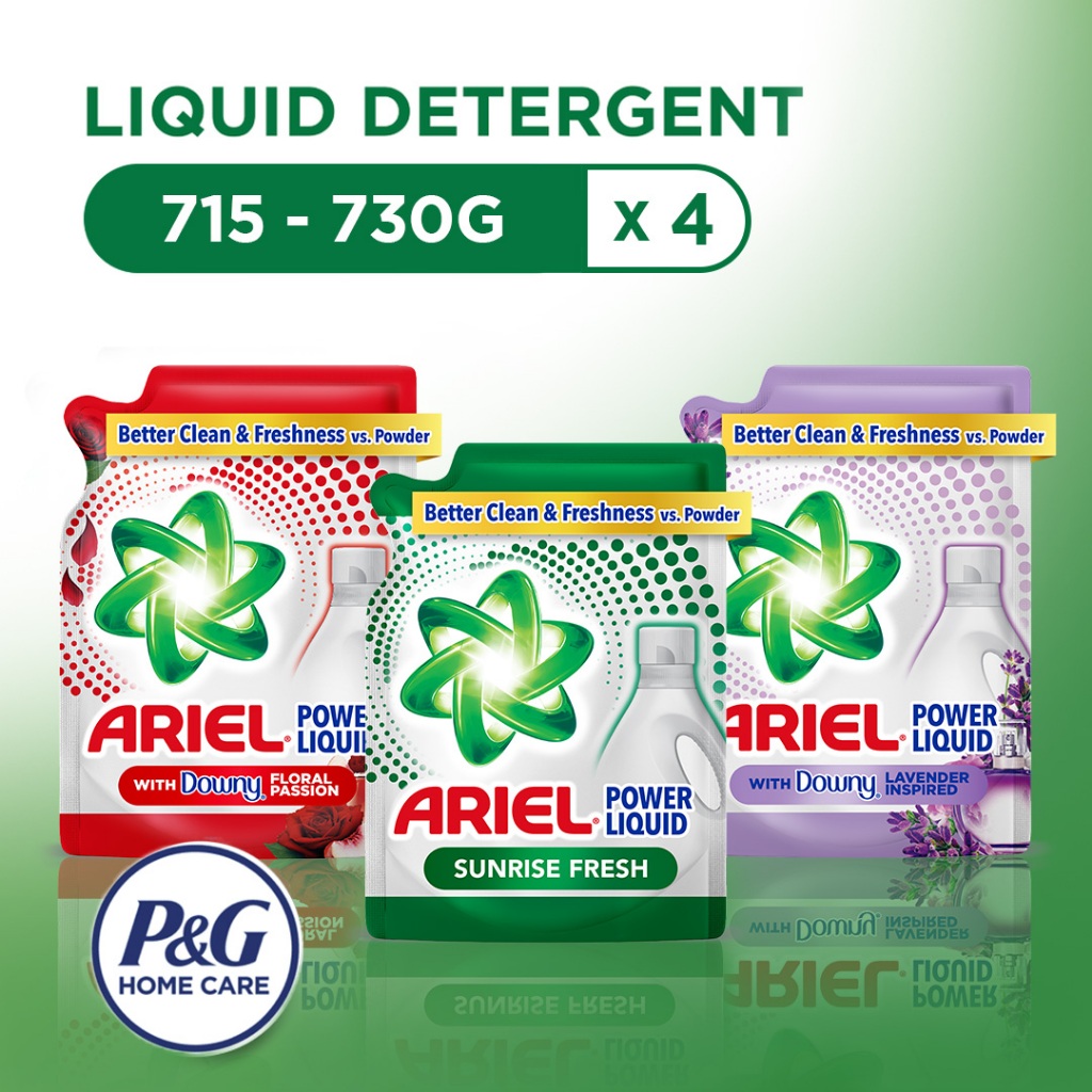 Ariel Liquid Detergent Sunrise Fresh Floral Passion Lavender Bundle 715 - 730g Refill x 4 packs ...