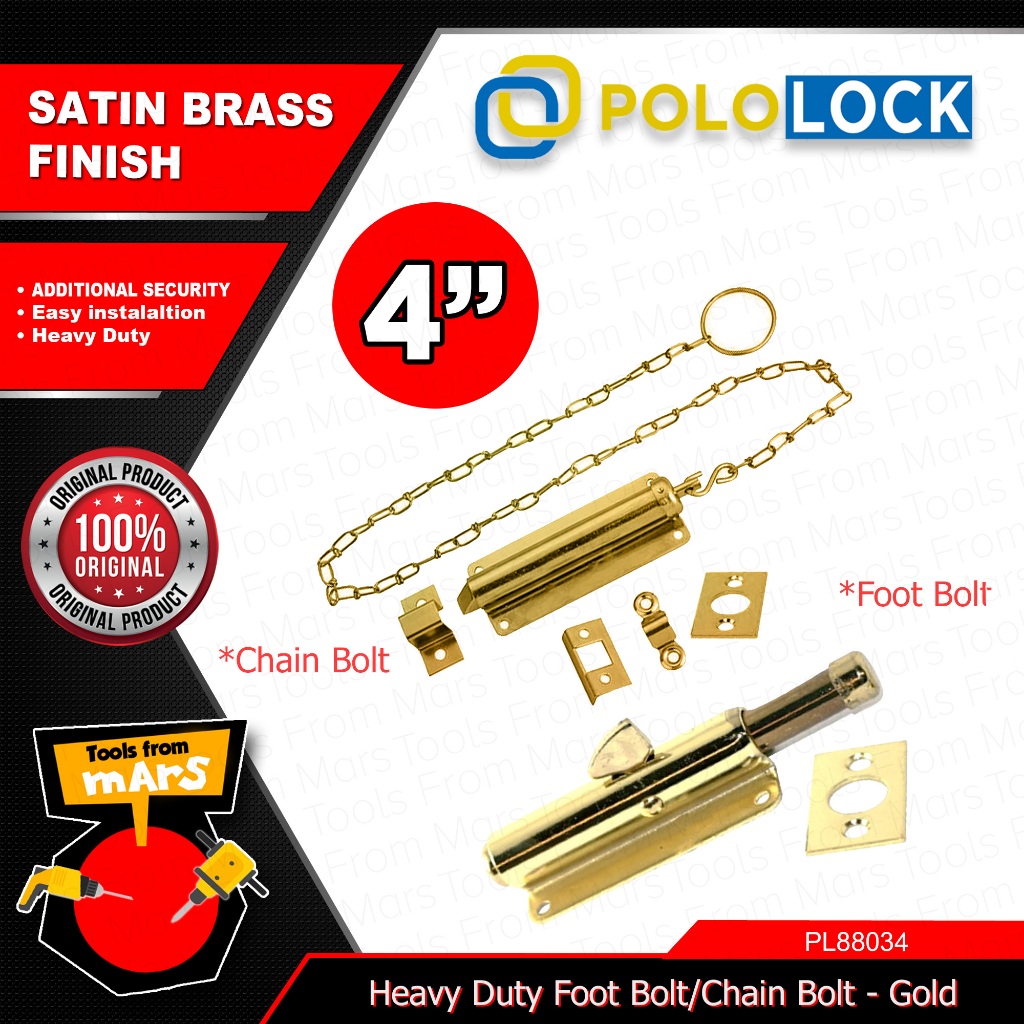 Pololock 4" Inch Heavy Duty Foot/Chain Bolt Steel lock Ground Latch ...