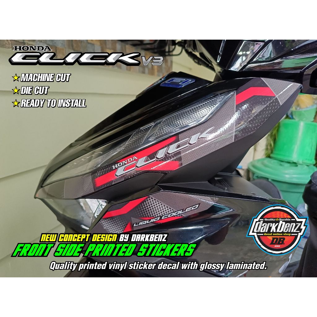Honda Click Version 3 Newest Front Side Quality Printed Sticker Decals ...