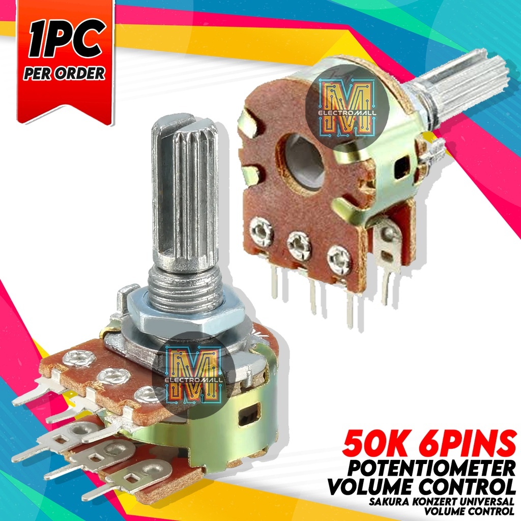 6pins 50k Potentiometer Stereo Universal Volume Control | Shopee ...