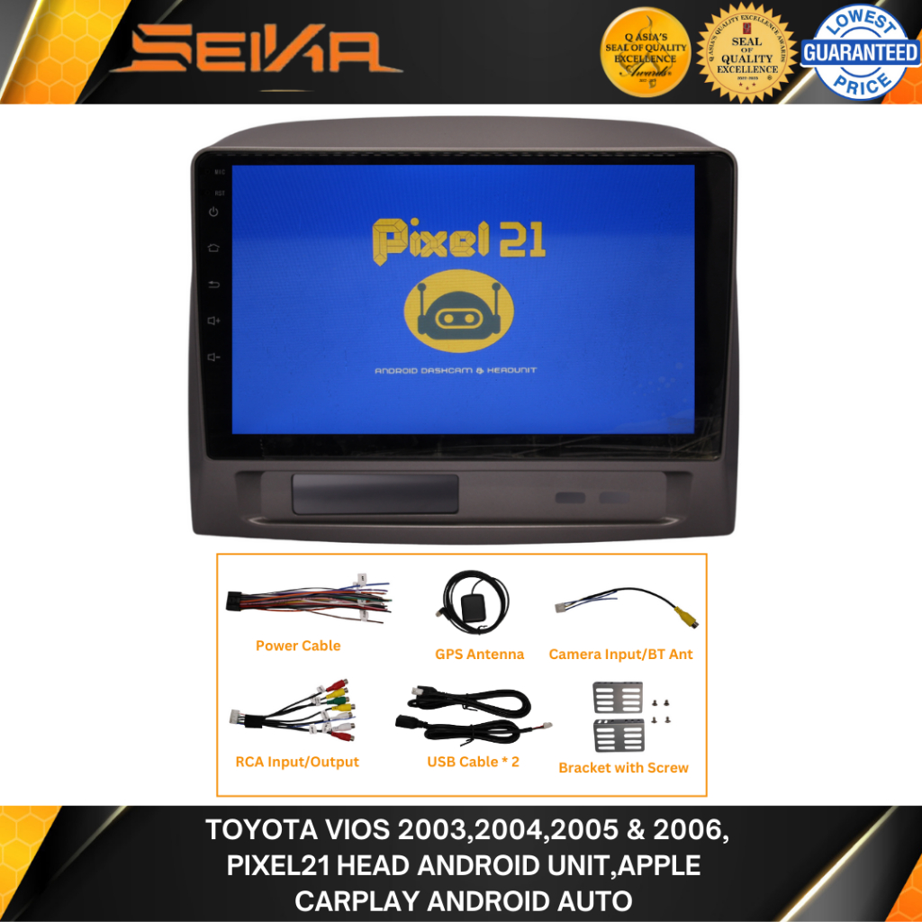 Toyota Vios 2003,2004,2005 & 2006,Pixel21 Android Head Unit ,Apple ...