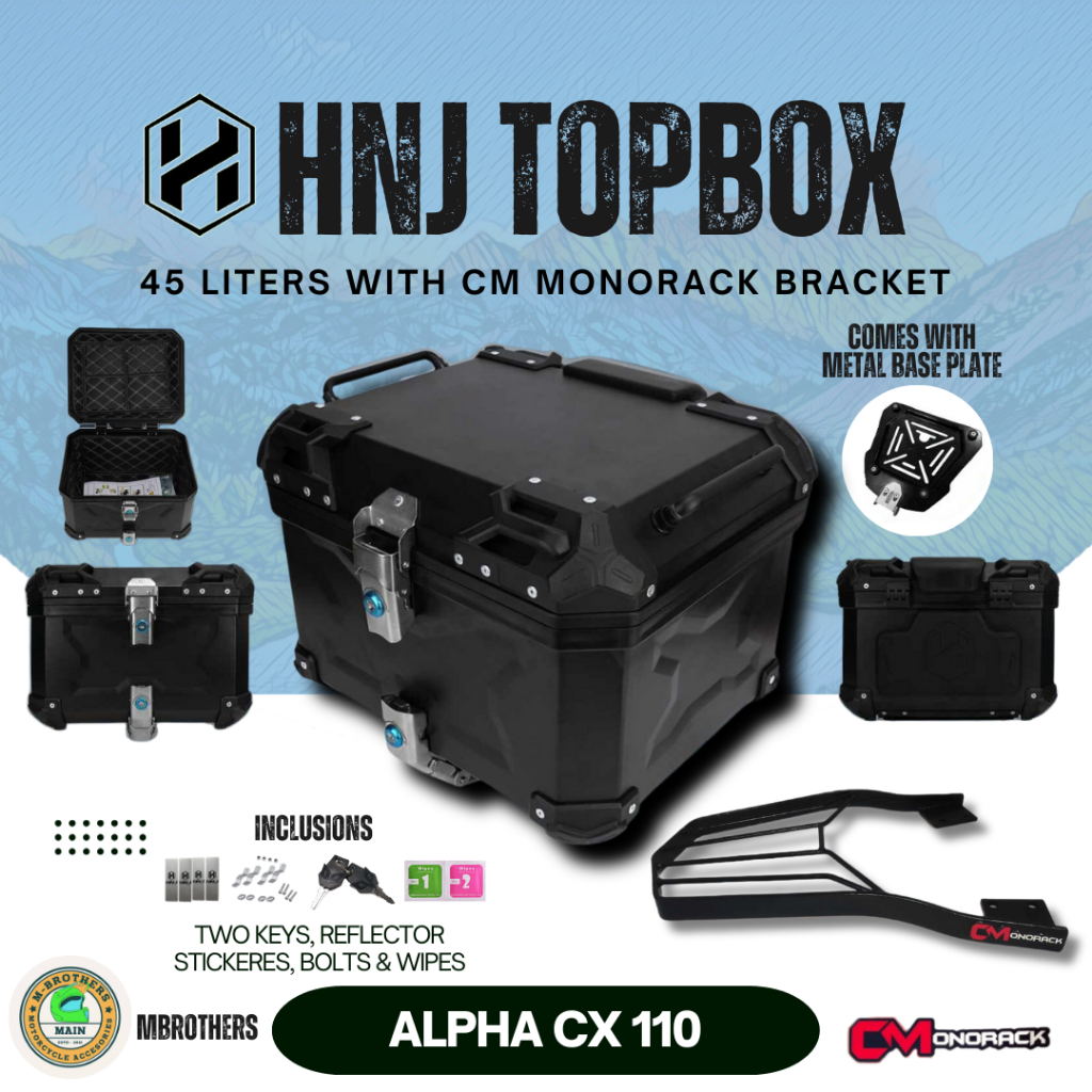 Set for Single & Dual Lock HNJ 45 Liters Hard Plastic Top Box With CM ...