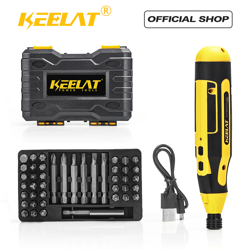 KEELAT Mini Cordless Screwdriver Set 42Pcs USB Charging Electric Hand ...
