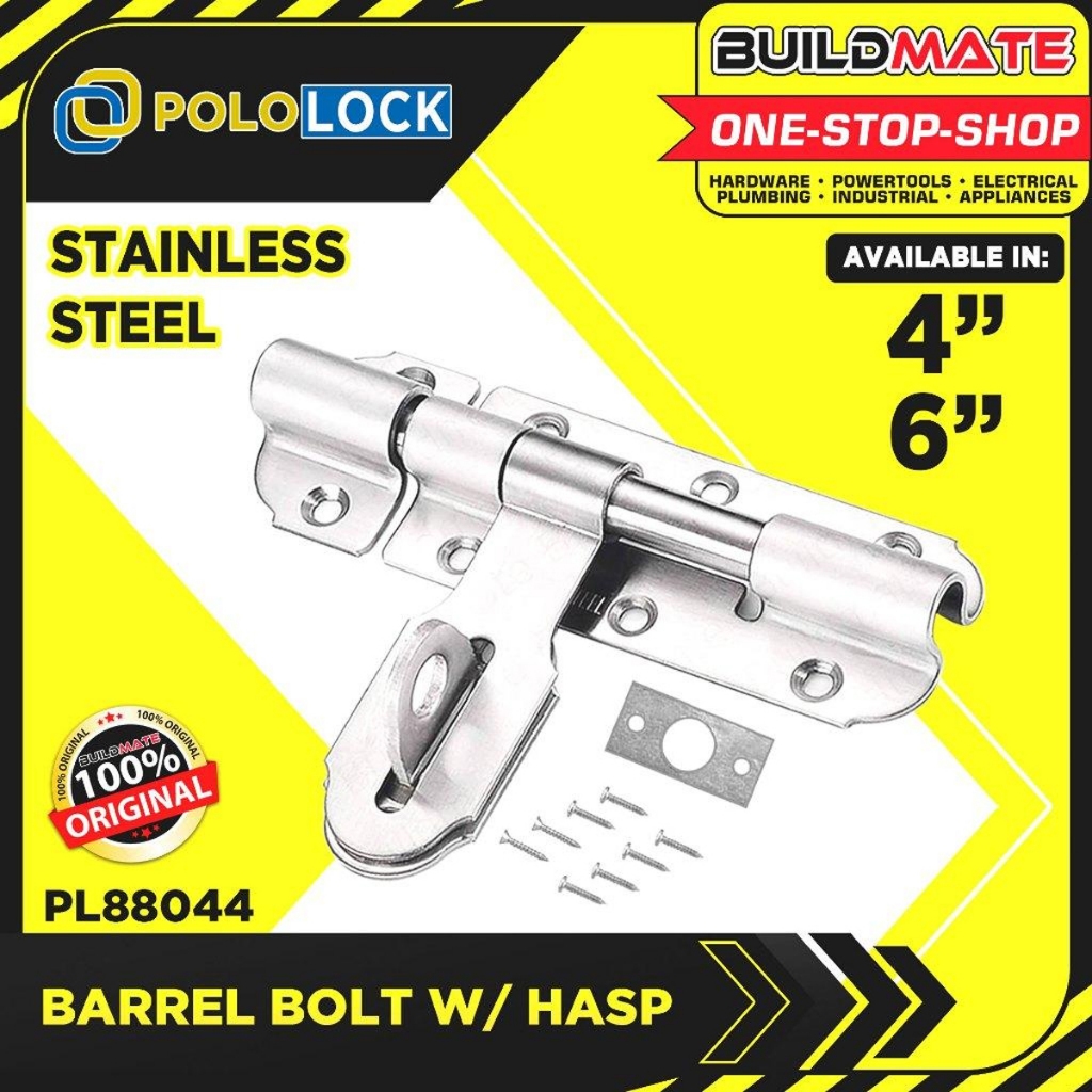BUILDMATE Pololock Stainless Barrel Bolt with Hasp & Screw 1" | 2" Inch ...