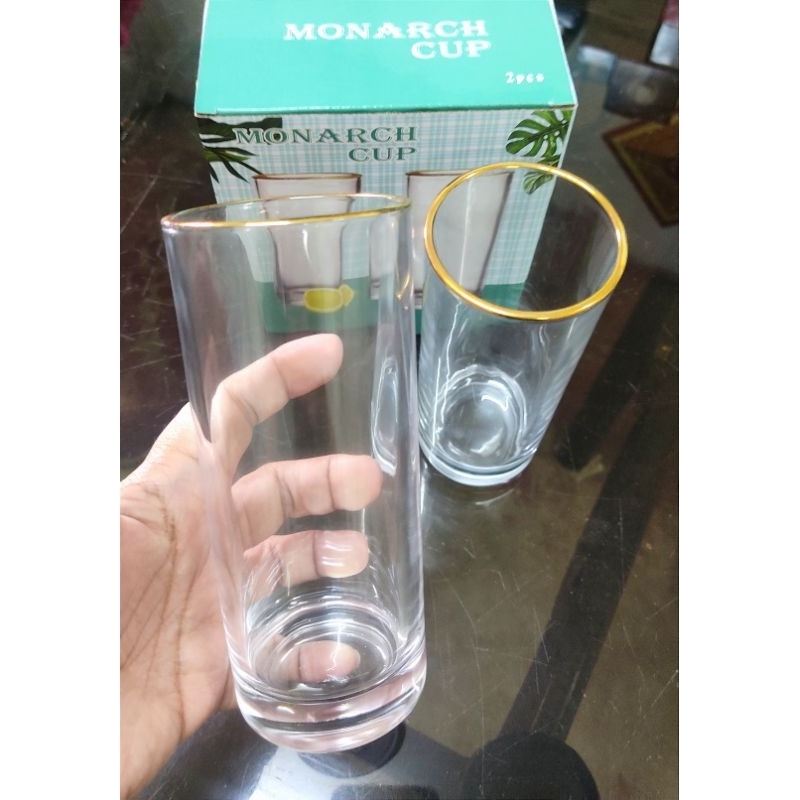 2's 310ml high ball glass clear with gold line baso drinking glass ...