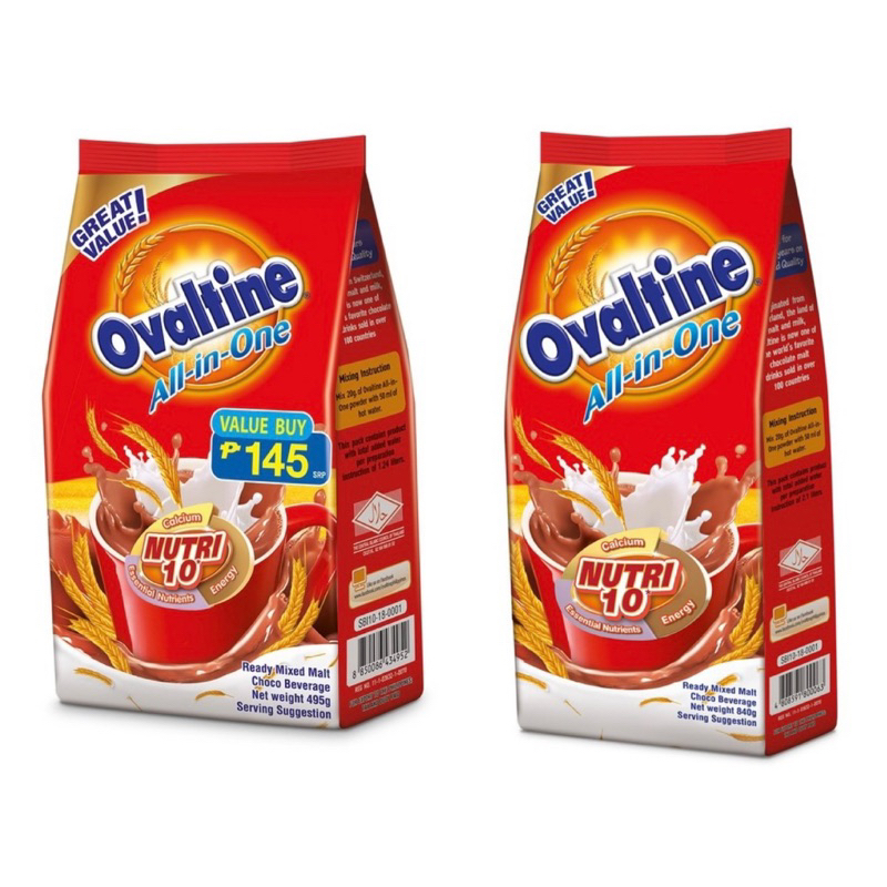Ovaltine All-In-One Ready Mixed Malt Choco Beverage Available in 495g & 840g | Shopee Philippines