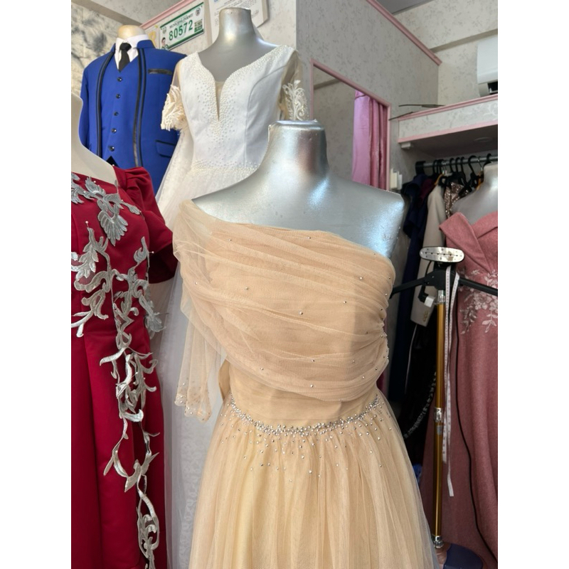Champagne Mocha Long Gown for Bridesmaids | Shopee Philippines