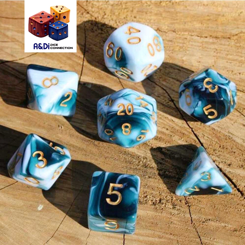 Blue Green Cream 7pcs. - Dice Polyhedral Set (A&Di Dice Connection ...