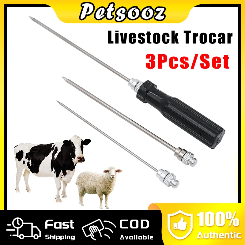 3Pcs/Set Livestock Cattle trocar needle Stainless steel Veterinary ...