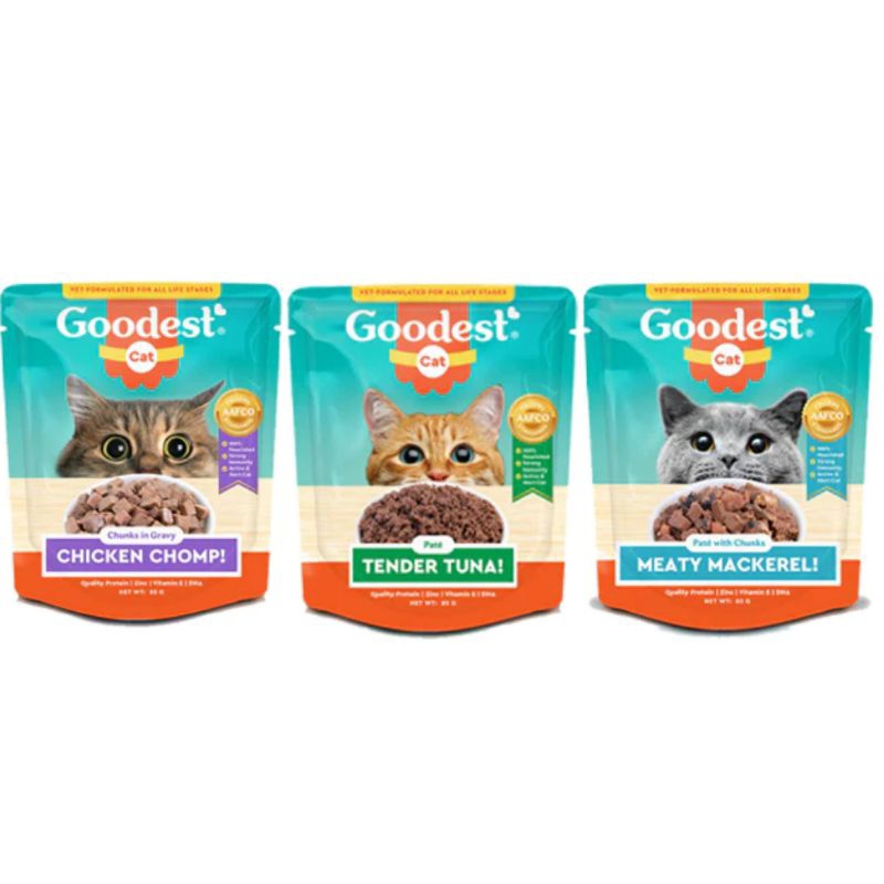 Goodest Cat pouch wet cat food chicken chomp / tender tuna /meaty ...