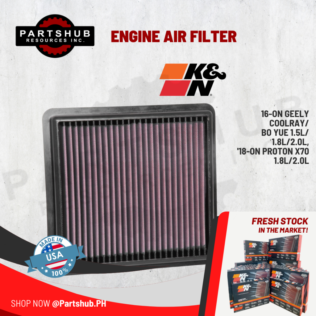 K&N AIR FILTER 33-3103 (16-ON Geely Coolay/Bo Yue 1.5L/1.8L/2.0L, '18 ...