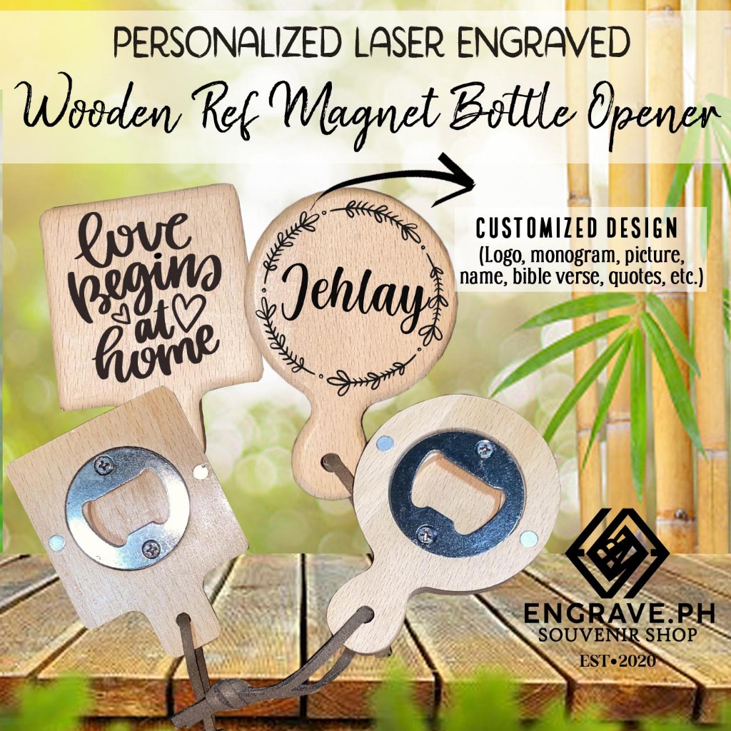 Personalized Wooden Ref Magnet Bottle Opener | Laser Engraved | Gift ...