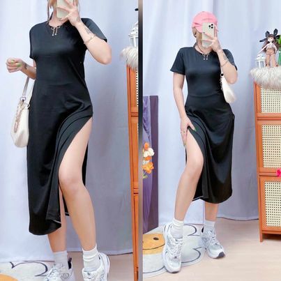 (FASHION DC) NEW ROSE CRISTAL SIMPLY DRESS WITH SLIT FIT SMALL TO LARGE ...