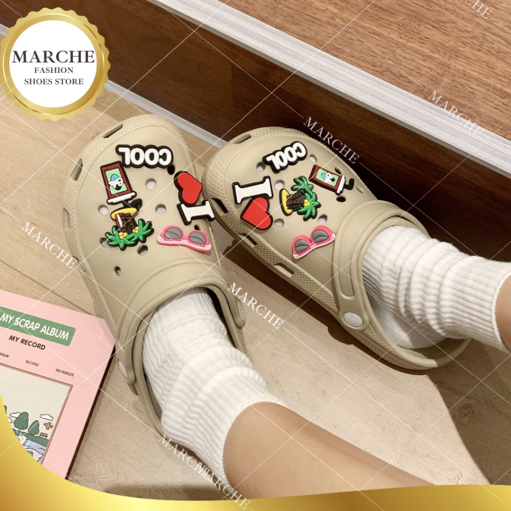 Marche Women's Summer Korean Version Classic Clogs With Free Jibbitz ...