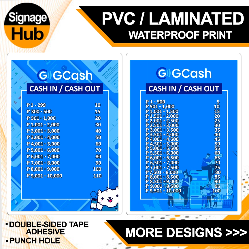 Price Rates Gcash Cash-In & Cash-Out Signages | A4 size or Tarpaulin ...