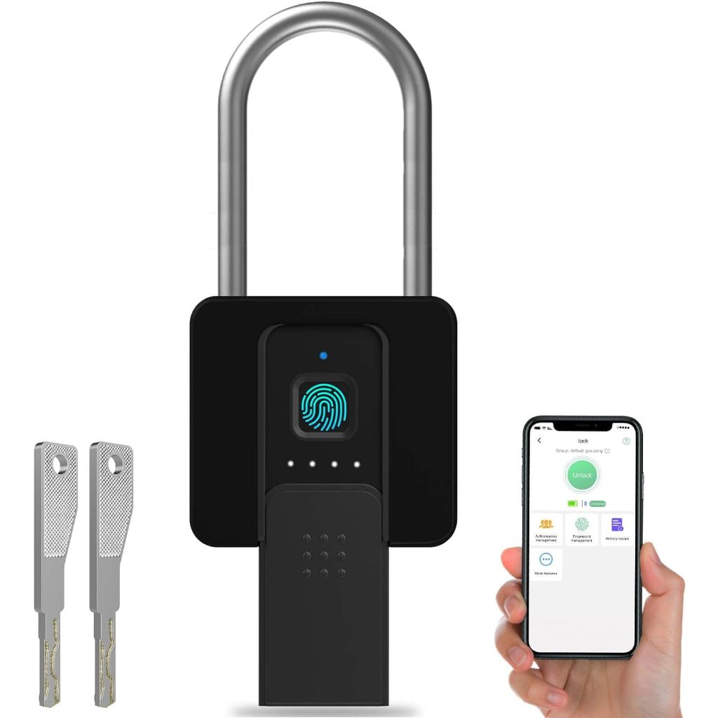 Waterproof Padlock Smart Fingerprint Padlock With Key Heavy Duty Door ...
