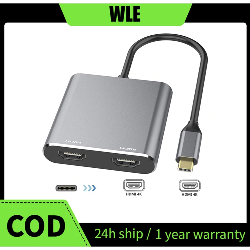 2-in-1 Type C to Dual HDMI Adapter Type-C HUB HDMI 4K for Macbook ...