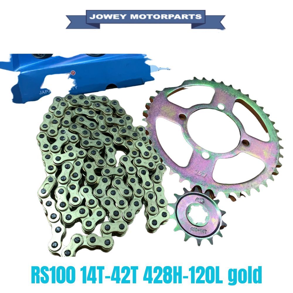 cSL CHAIN SET RS100 (14T/42T) 428H-120L (GOLD/BLACK) JAPAN QUALITY ...