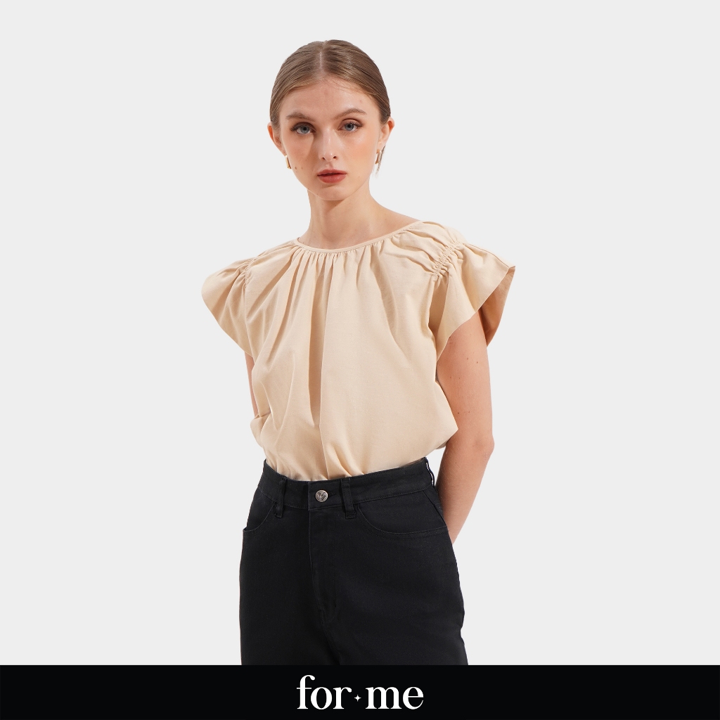 ForMe Sleeveless Drawstring Top (Beige) | Shopee Philippines