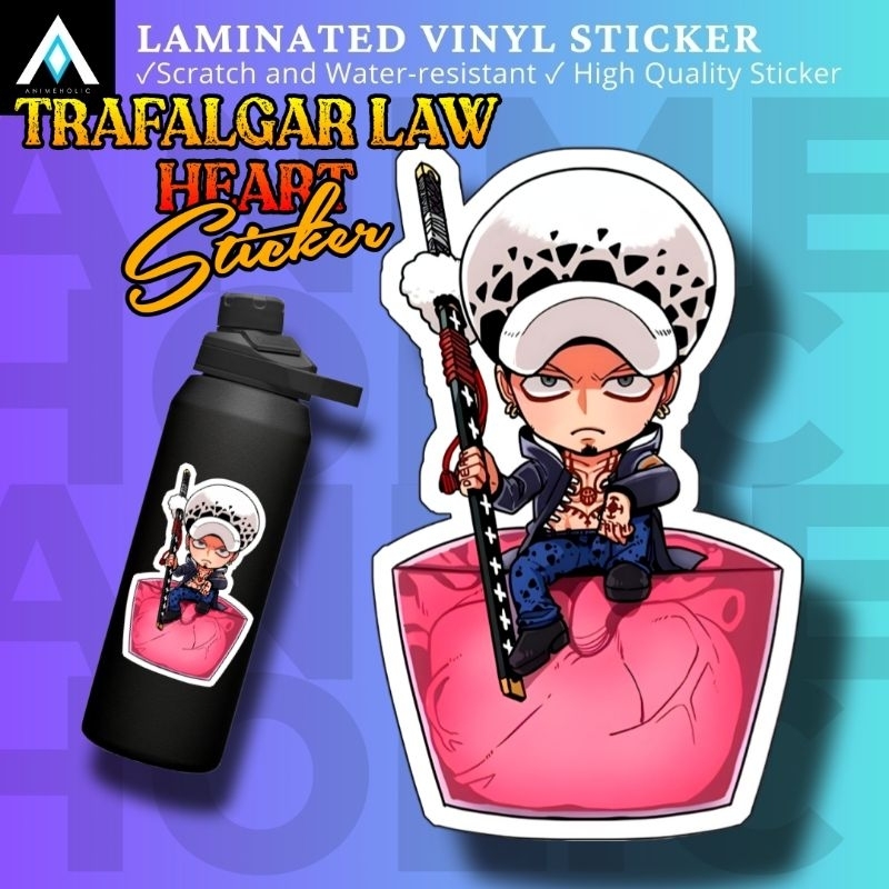 TRAFALGAR D WATER LAW HEART LAMINATED VINYL STICKERS |~ ANIMEHOLIC ...