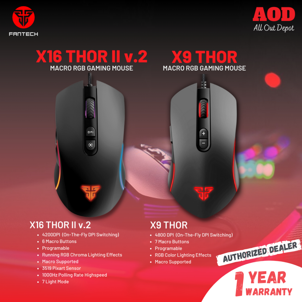 Fantech X9 Thor X16 Thor II Pro-Gaming Macro Programmable Mouse ...