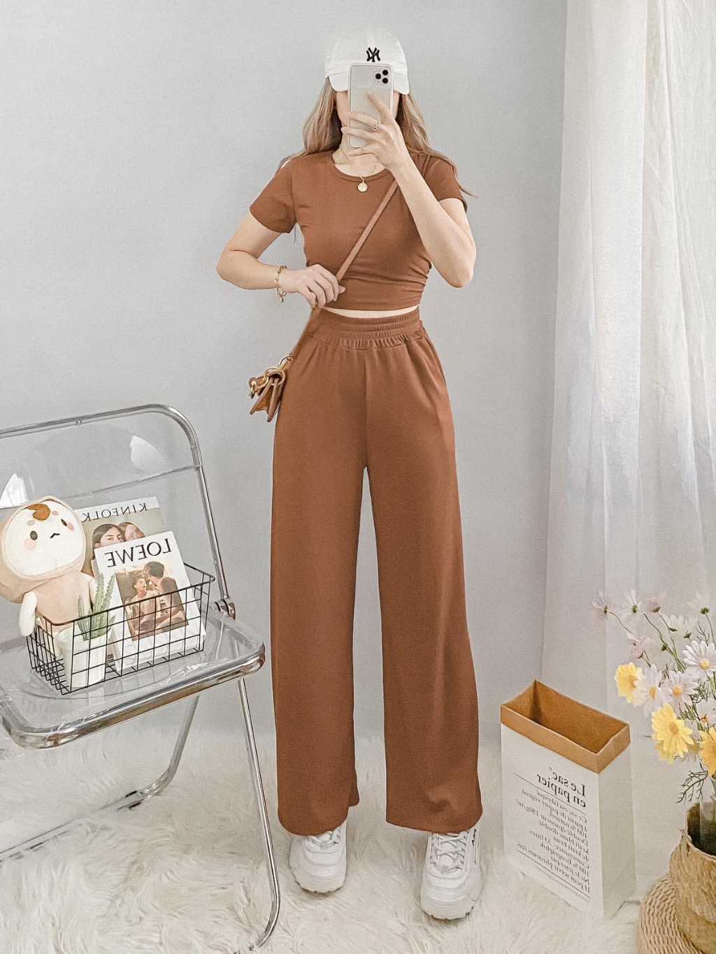 ROUND NECK WIDE LEG PANTS TERNO FOR WOMAN ☘️ BASIC KNITTED COORDINATES ...