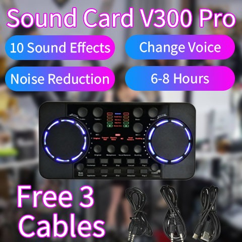 V300 PRO Live Bluetooth Sound Card with 10 Sound Effects Voice Change ...