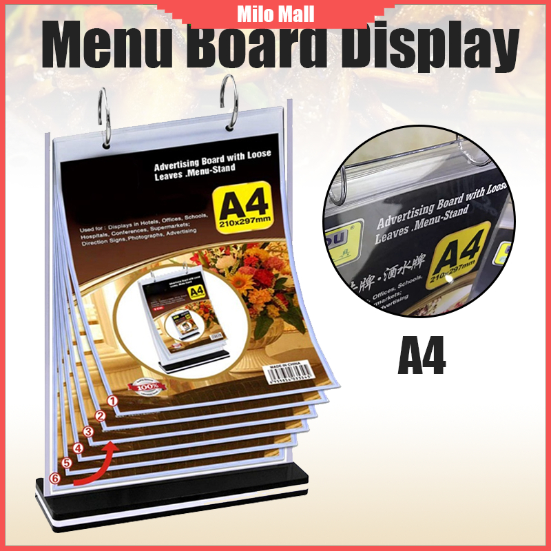 A4 Restaurant Menu Display Menu Board Display Acrylic Display Turning ...
