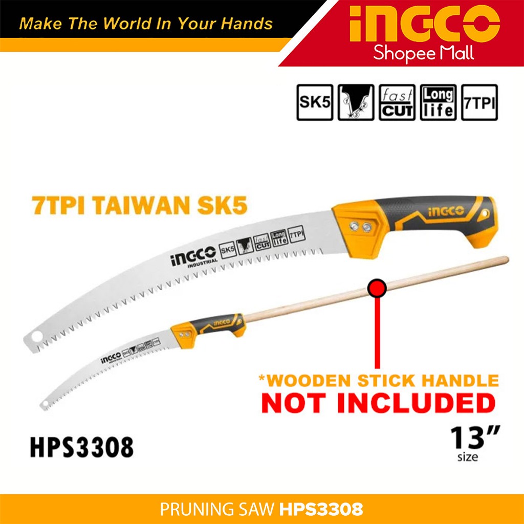 INGCO HPS3308 Pruning Saw Hand Pruner 13" 330mm 7TPI TAIWAN SK5 for ...