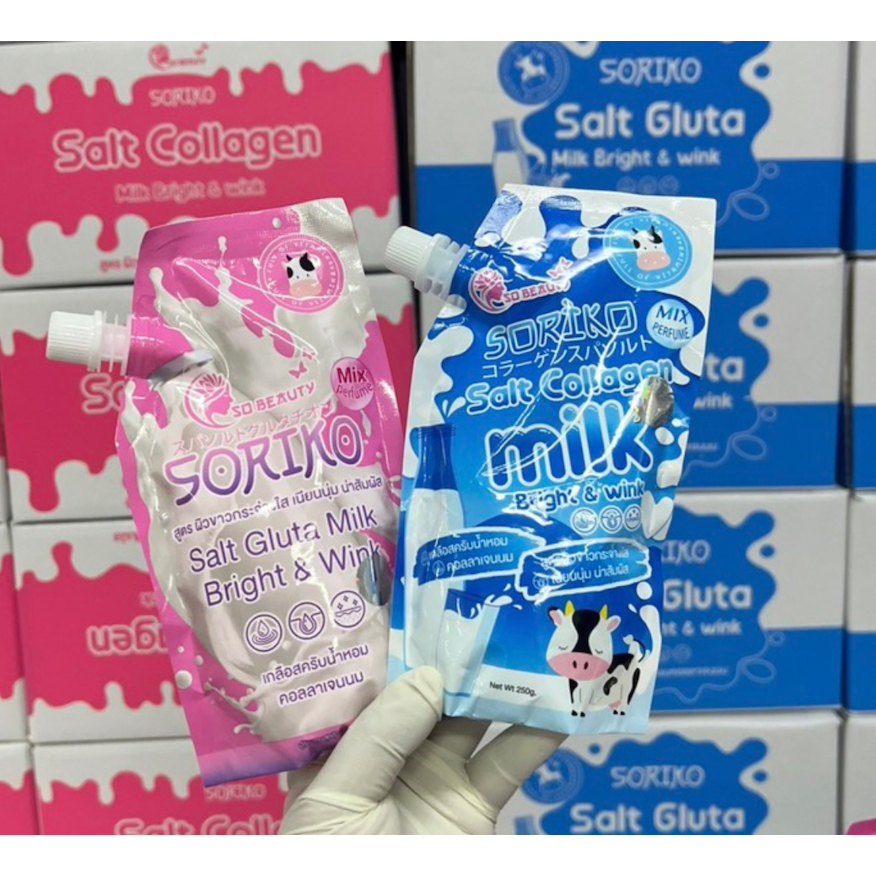 SORIKO Perfume Salt Spa Milk Scrub Gluta Milk and Collagen Milk Bright ...