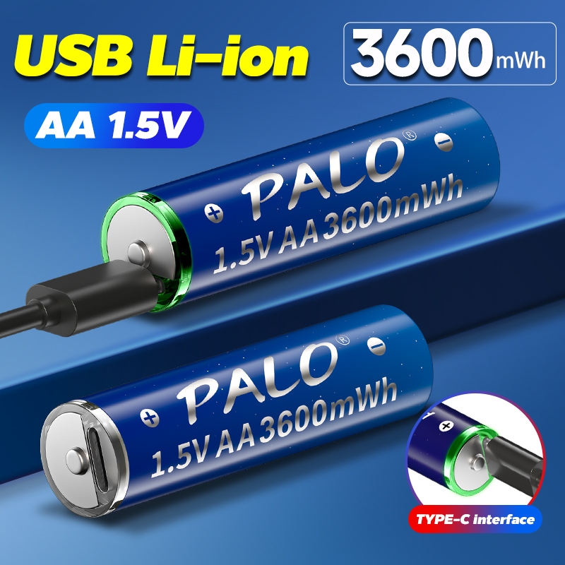 PALO USB 1.5V AA 3600 mwh Li-Ion Type C rechargeable AA battery | Shopee Philippines