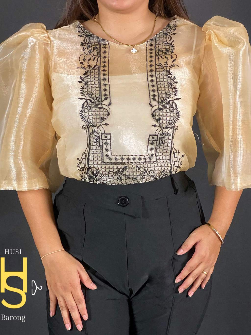 HUSI Women's Ibarra Kimona Piña Organza Top- ASSORTED BURDA DESIGN ...