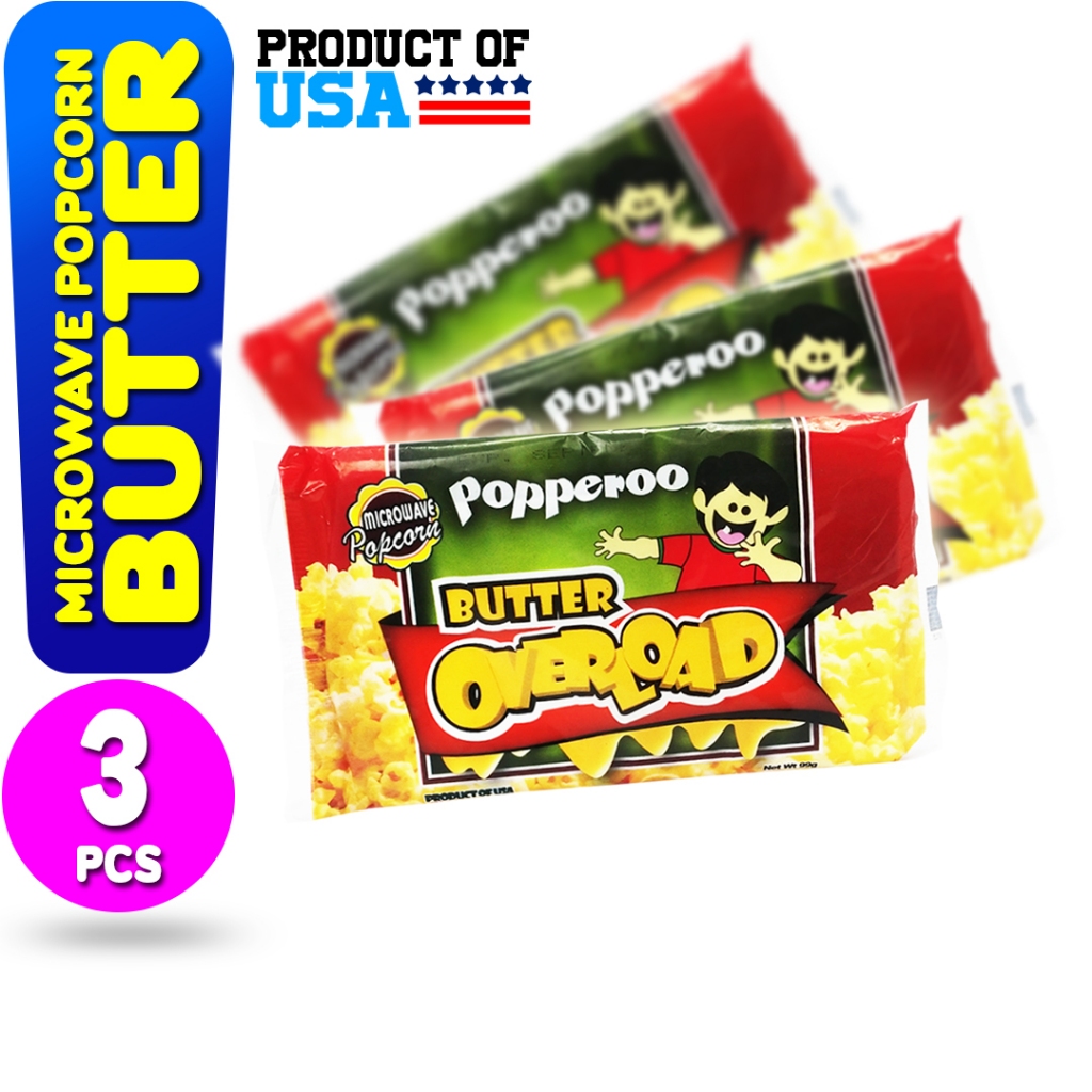 POPPEROO Microwave Popcorn - Butter Overload (3pcs ) | Shopee Philippines