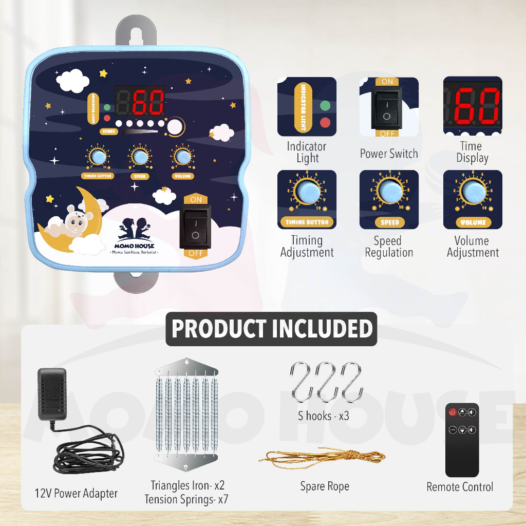 Ready! Electric Baby Cradle Baby Automatic Swing Remote+Bluetooth ...