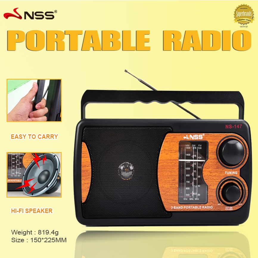 NSS Portable Radio FM/MW/SW 3 BAND Multimedia Speaker System AC DC ...