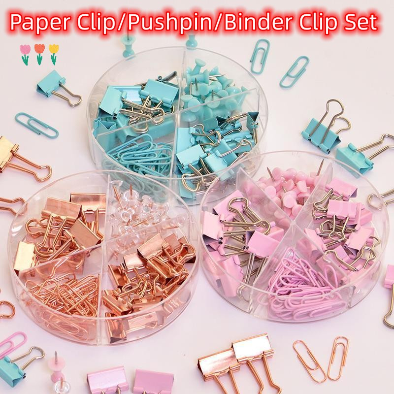 Paper Clip/Pushpin/Binder 72PCS Clip Set Multifunctional Document ...
