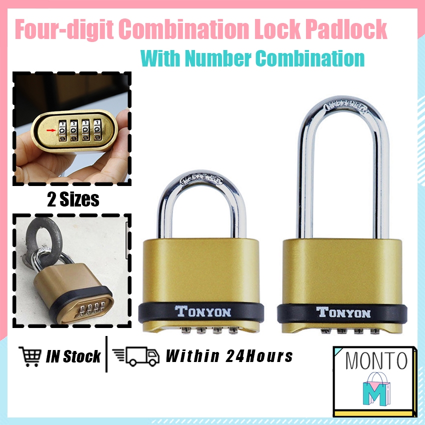 TONYON Waterproof Four-Digit Number Combination Padlock Lock for Garage ...