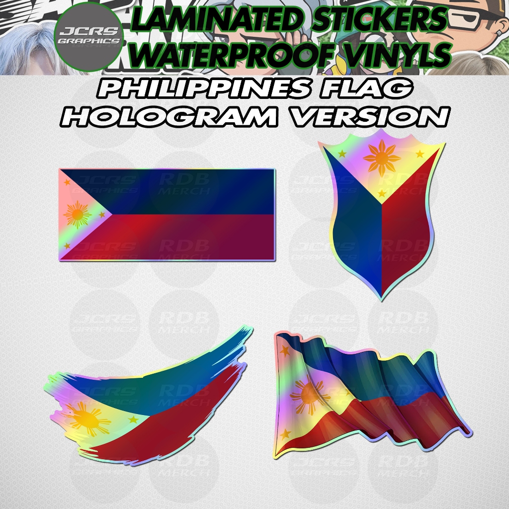 Philippines Flag Stickers Hologram Decals Laminated Waterproof For Cars ...