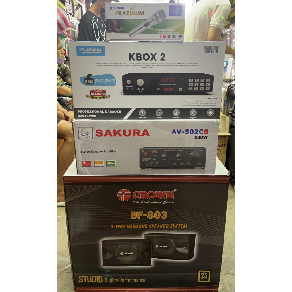 (Karaoke Set) Platinum KBOX2 karaoke 21k songs/Crown BF-803/Sakura AV-502CB with wired ...
