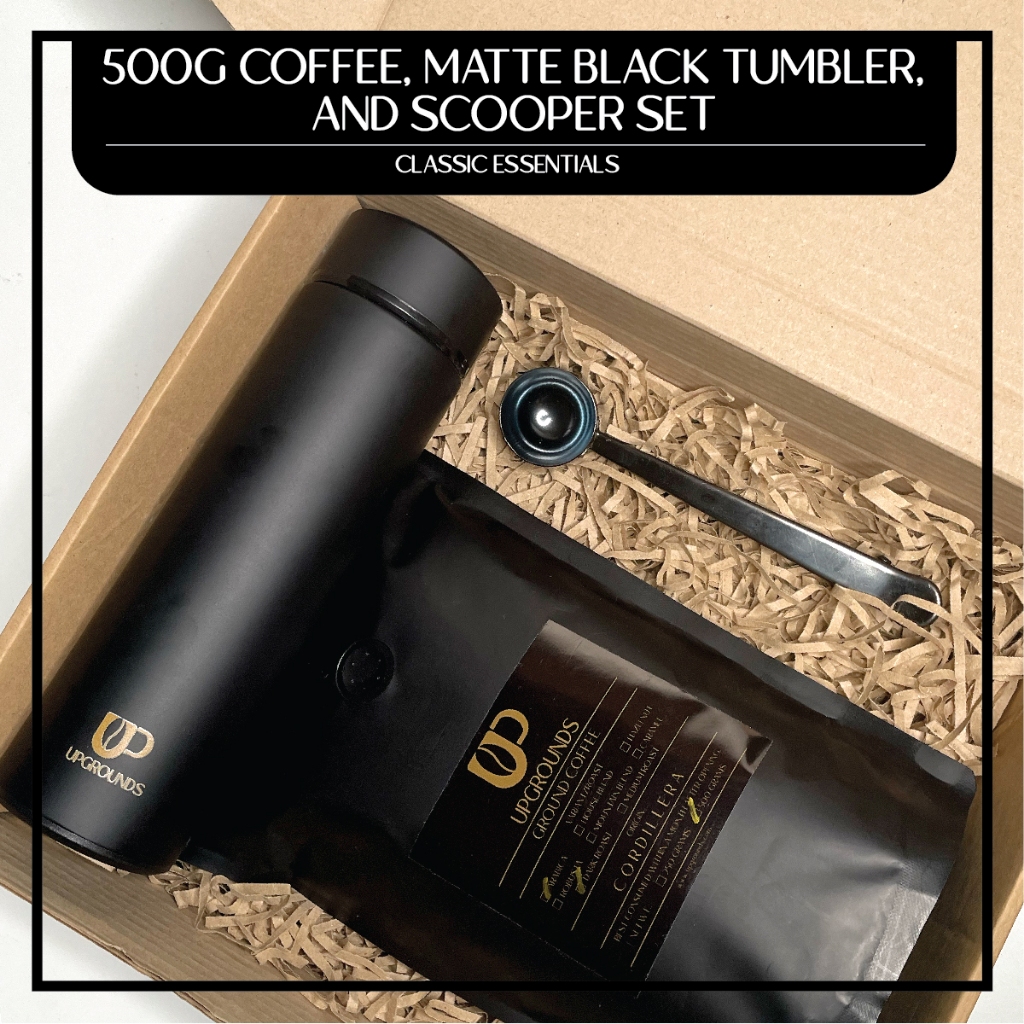 Upgrounds 500g Whole or Ground Coffee, Matte Black Tumbler and Black ...