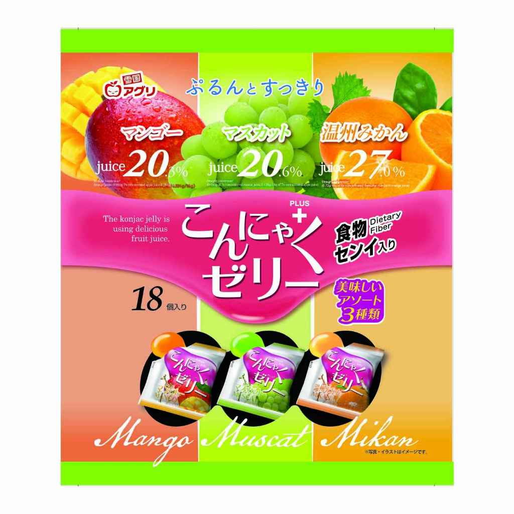 Japan Yukiguni Aguri Konjac Jelly MUSCAT, MANGO, MIKAN flavor 3FLAVORS ...