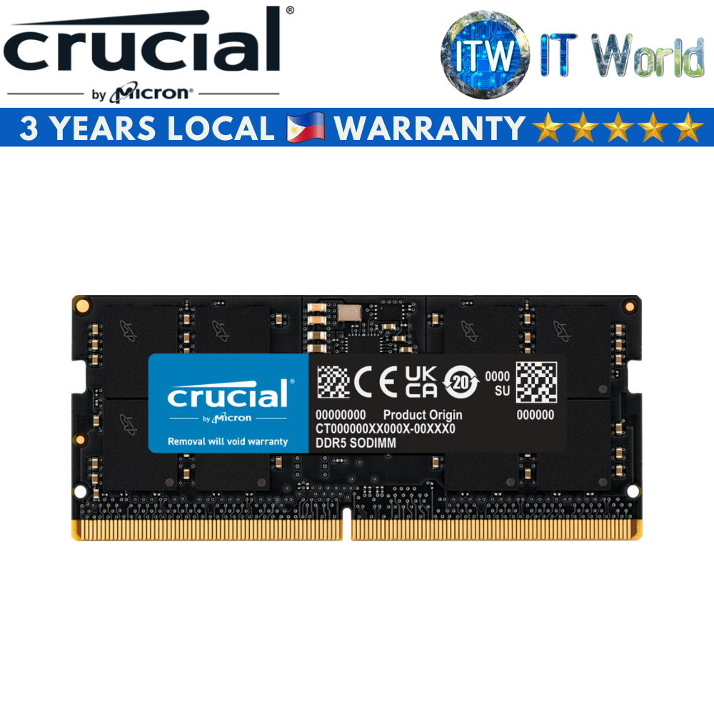 Crucial 16GB DDR5-5600Mhz CL46 Unbuffered SODIMM Laptop Memory ...