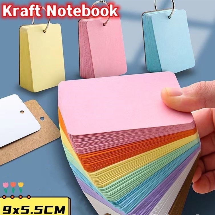 Kraft Paper Binder Ring Easy Flip Cards Study Memo Pads Portable ...