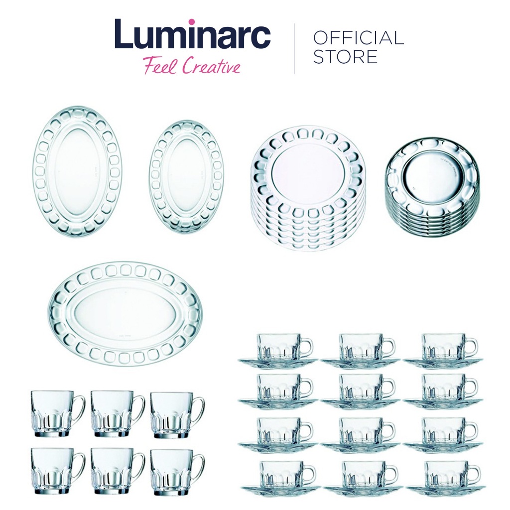 Luminarc Roc 40 pcs Microwaveable Tempered Glass Dinnerware Dinner Set ...